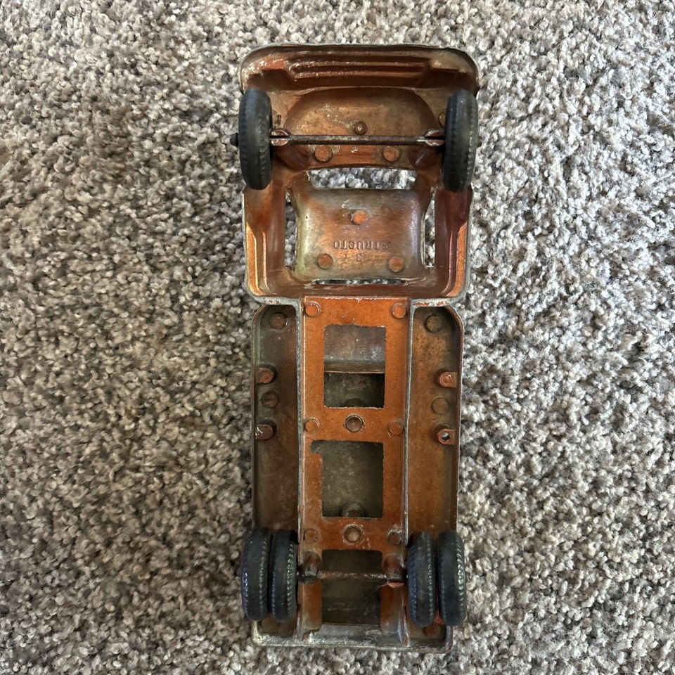 Structo Truck Diecast Farm Work Rig Metal Flatbed Stake 9” Orange 1/24 ...