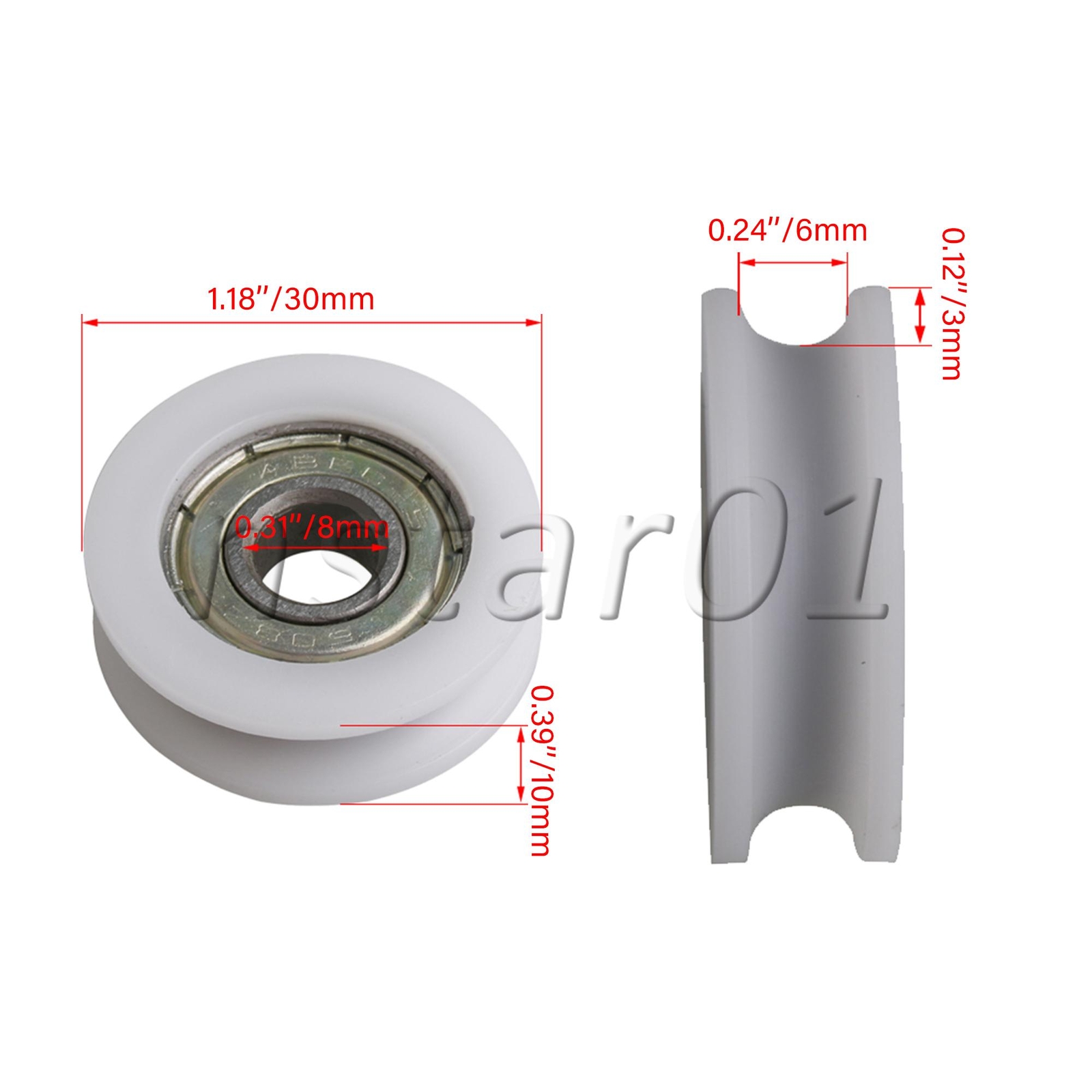 U Shaped Bearing Pulley Bearing Steel Door Bearing Pulley Wheel Set of ...