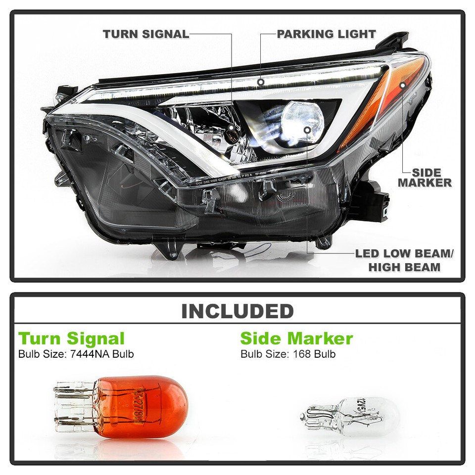 For 2016-2018 Toyota RAV4 LED High Low Beam w/LED DRL Projector ...