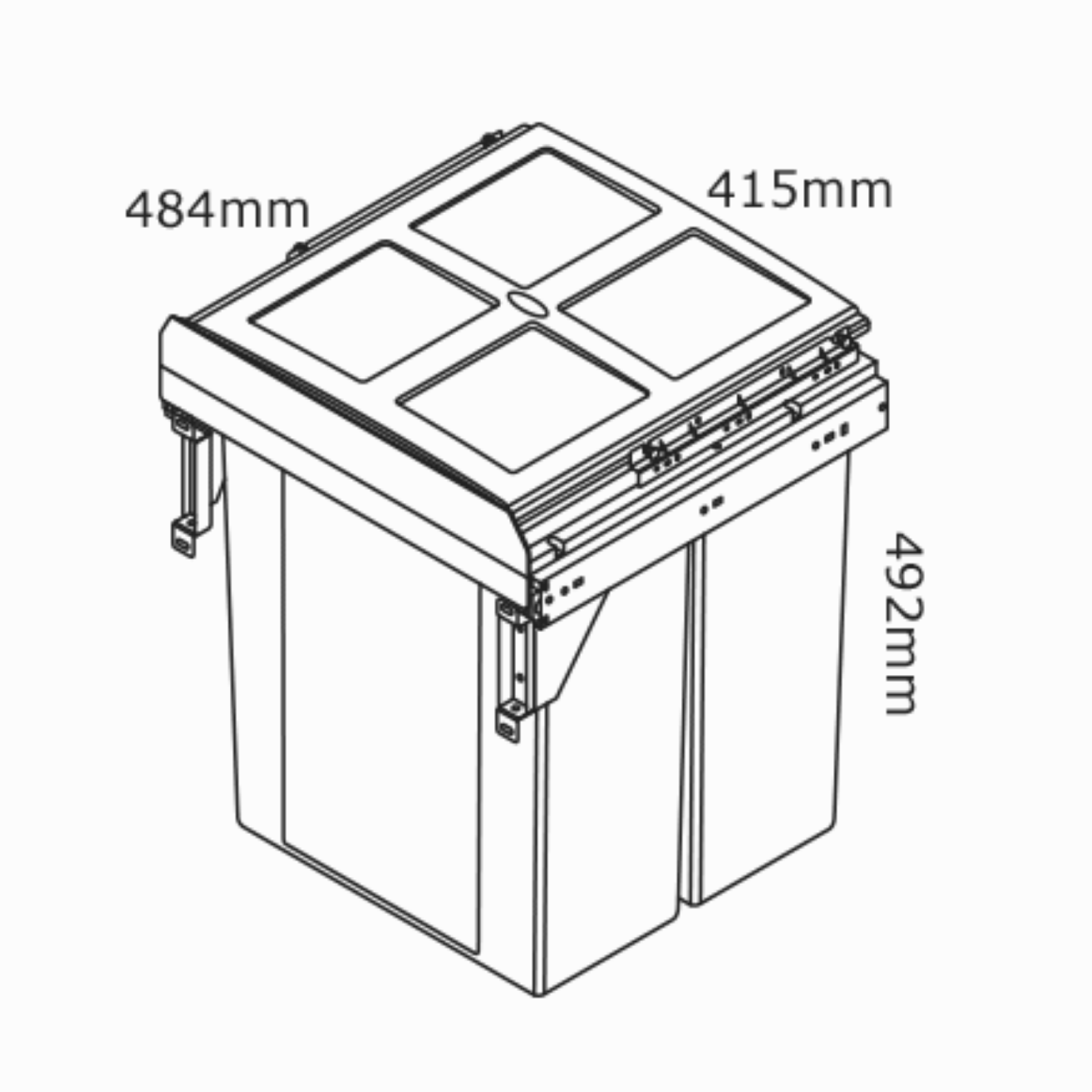 Kaboodle Pull Out Bin Waste Storage Side Mount 2 Removable Bins 22L 54L ...