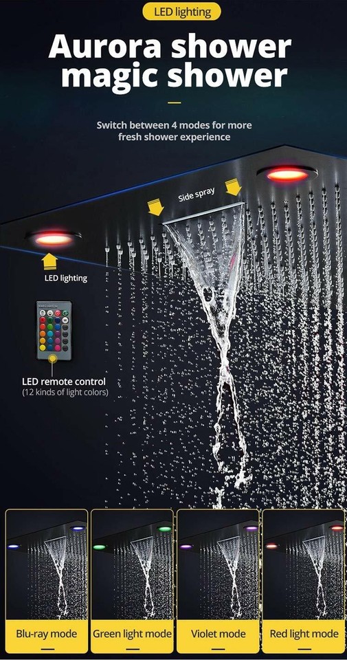 High-pressure water saving Best Led Rain Shower System Stainless Steel ...