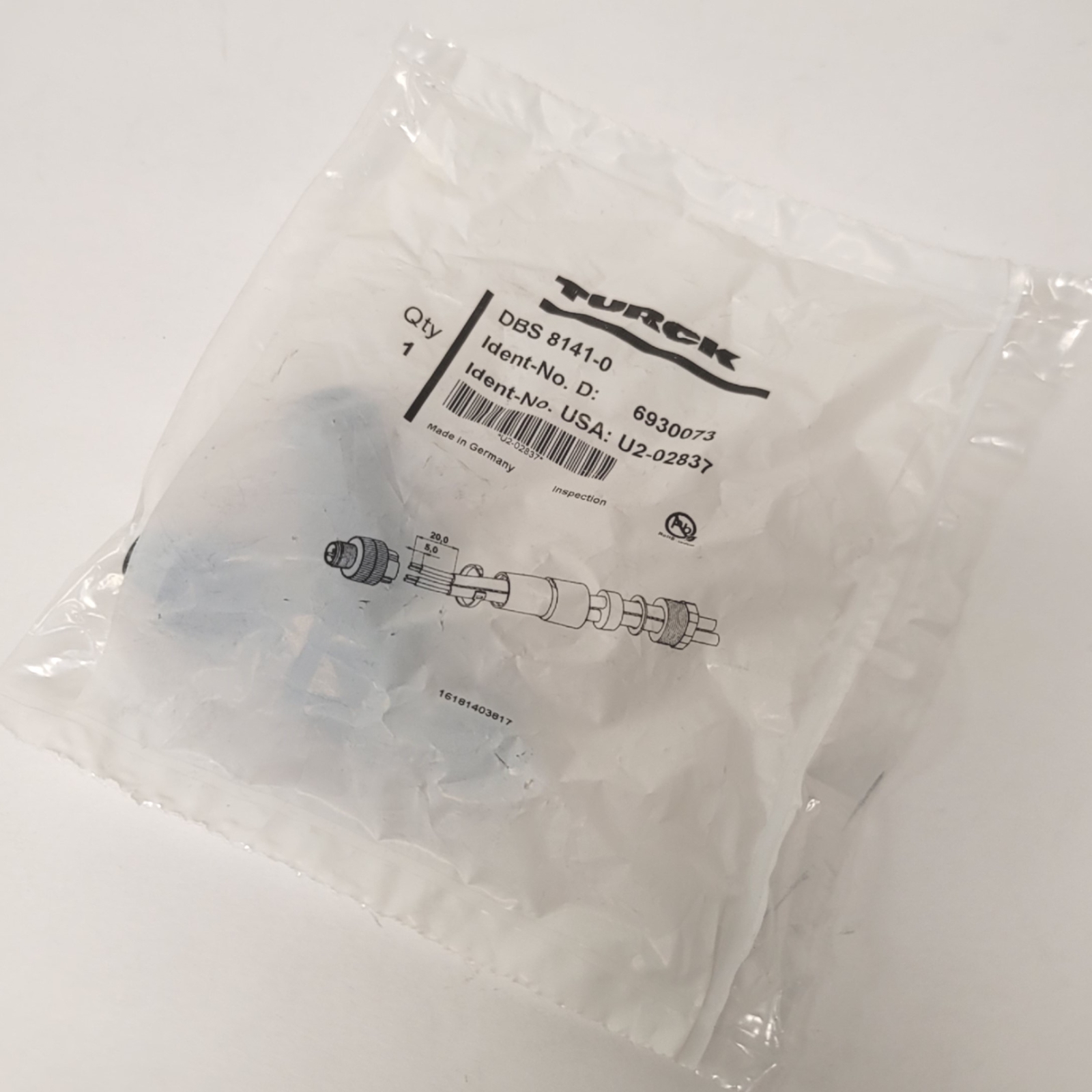 Turck DBS 8141-0 Straight Male M12 4-Pin Eurofast Field Wireable ...