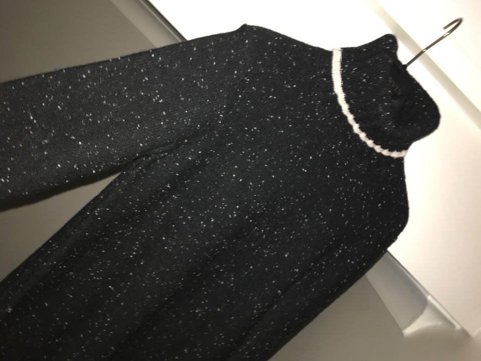RRP£250 ME+EM Black Cashmere Wool Roll Neck Longline Jumper Sweater XS ...