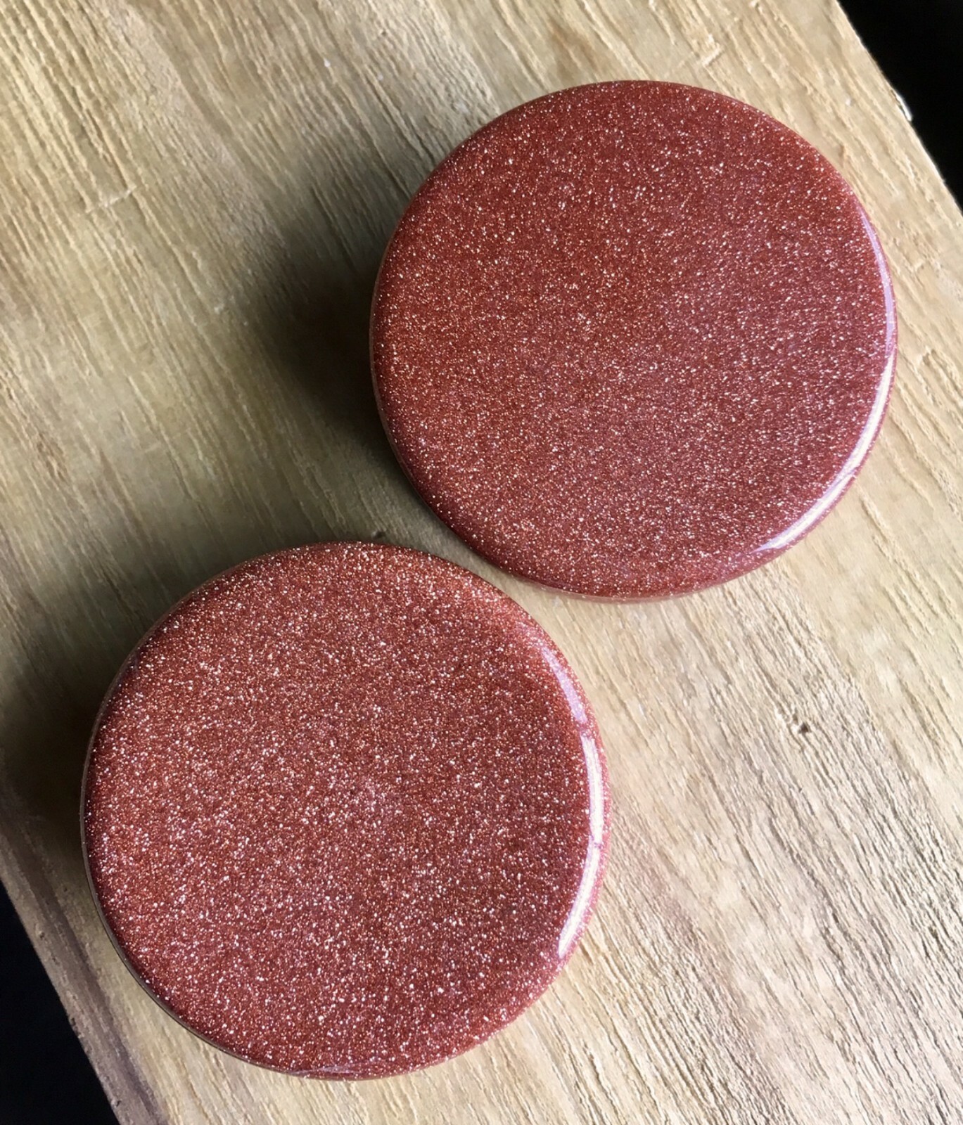 PAIR Gold Sandstone Organic Stone Plugs Gauges - 8g (3mm) up to 38mm (1 ...