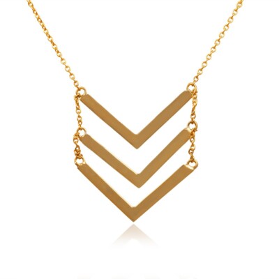 Triple Chevron Pendant Necklace In Gold Plated Simple Trendy Jewelry ...