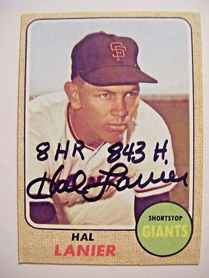 HAL LANIER signed GIANTS 1968 Topps baseball card AUTO Autographed ...