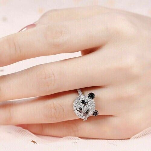 2.2Ct Simulated Diamond Women's Panda Engagement Ring 14K White Gold ...