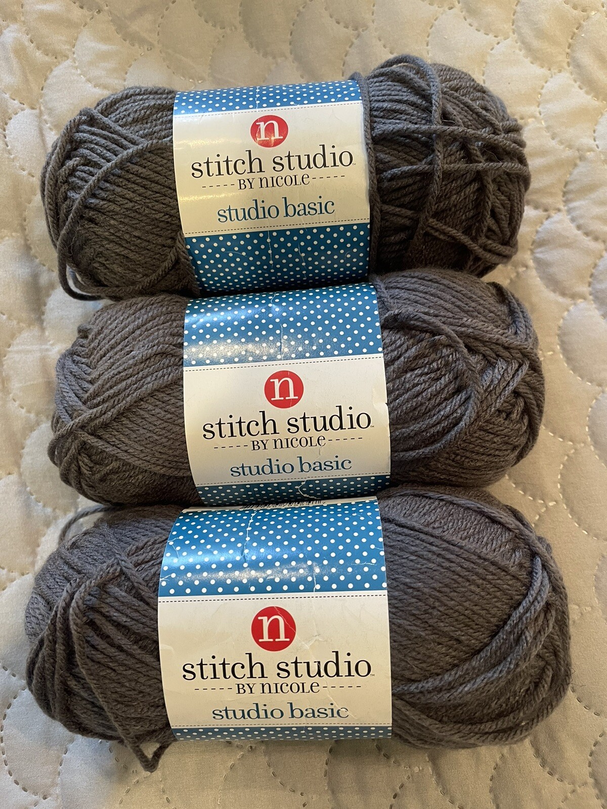 NEW LOT OF 3 Stitch Studio By Nicole “London fog” Acrylic Yarn | eBay