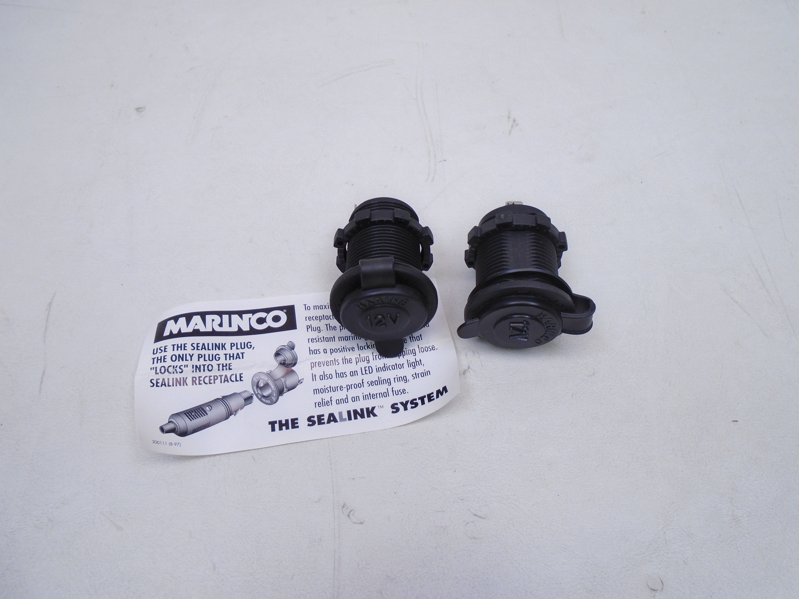 MARINCO SEALINK 12 VOLT RECEPTACLE OUTLET WITH CAP MARINE BOAT (SET OF ...