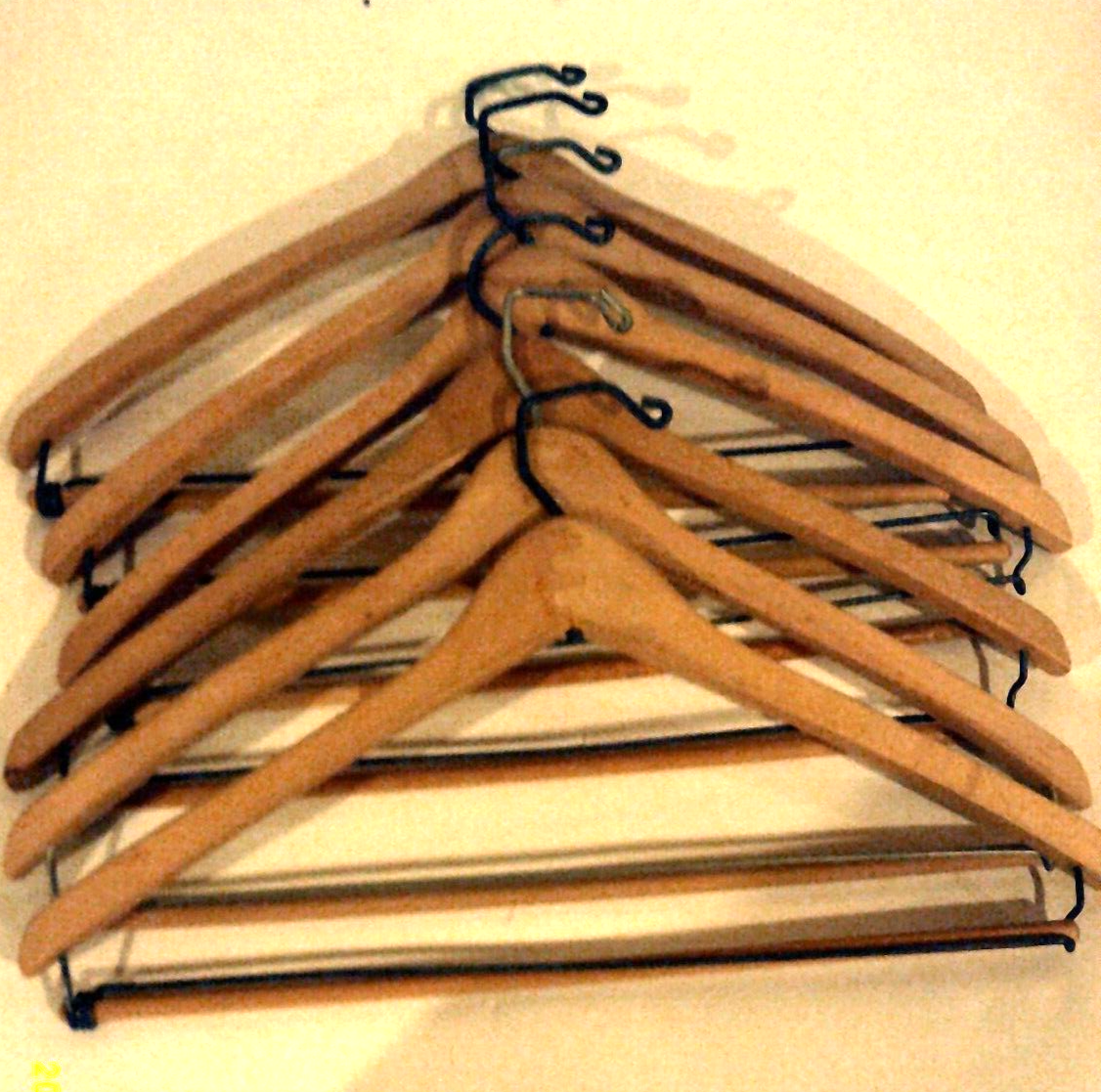 6 Vintage Wooden Clothes Hangers Pants and Jacket Metal Clamp Lot of 6 ...