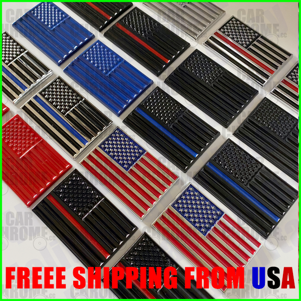 Pair 2pcs 3D All Chrome American Flag Decal Emblem Logo Badge For RAM ...