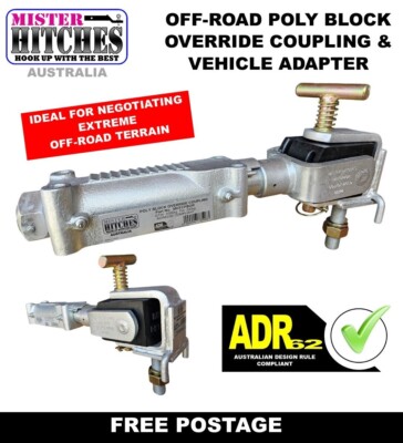 2000KG SWIVEL POLY BLOCK TRAILER OFF ROAD COUPLING WITH CAR ADAPTOR ...