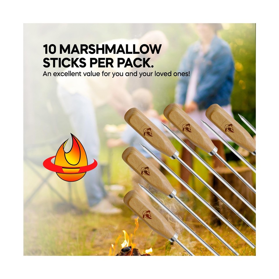 Marshmallow Sticks for Fire Pit - 34" Extra Long Roasting Smores St ...