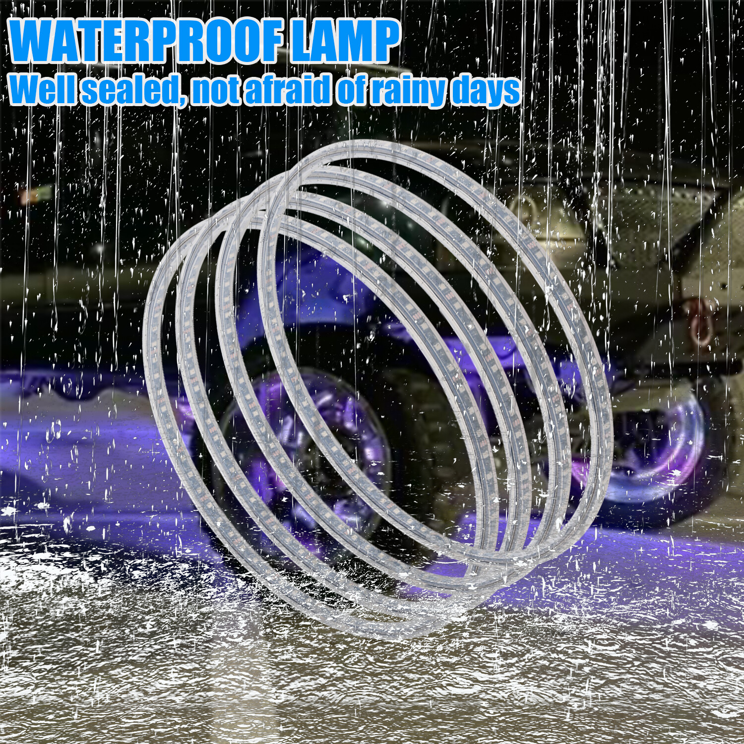 4X 15.5" RGB & Chasing Flow Double Row LED Wheel Ring Rim Lights For ...