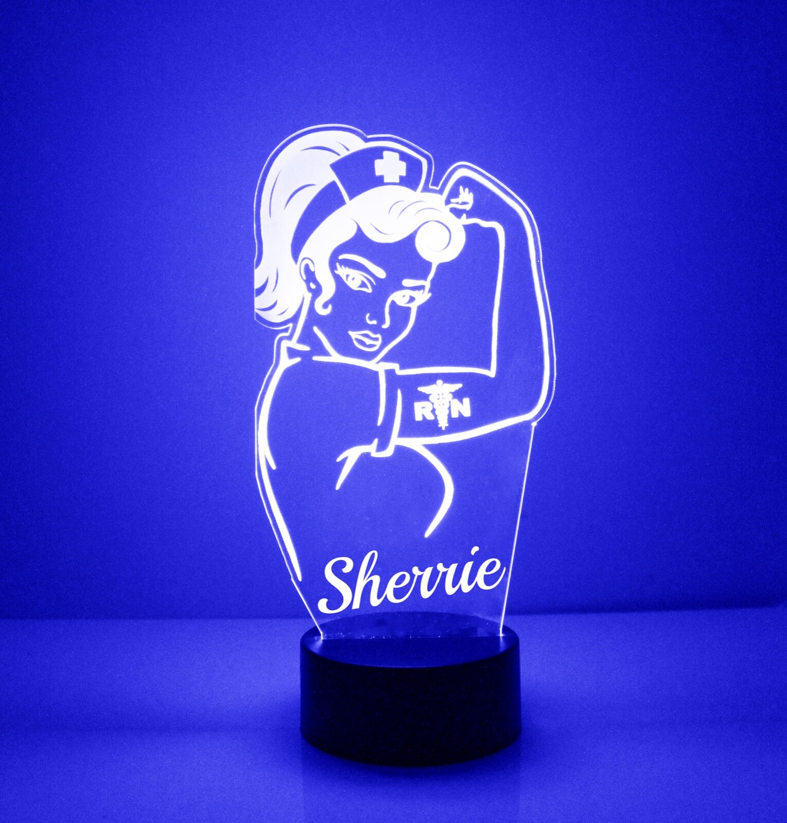 Girl Power Nurse Lamp, Personalized FREE, Rosie the Riveter RN, LED ...