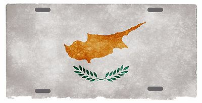 Cyprus Flag Custom License Plate Republic of Cyprus Emblem Fuzzy ...