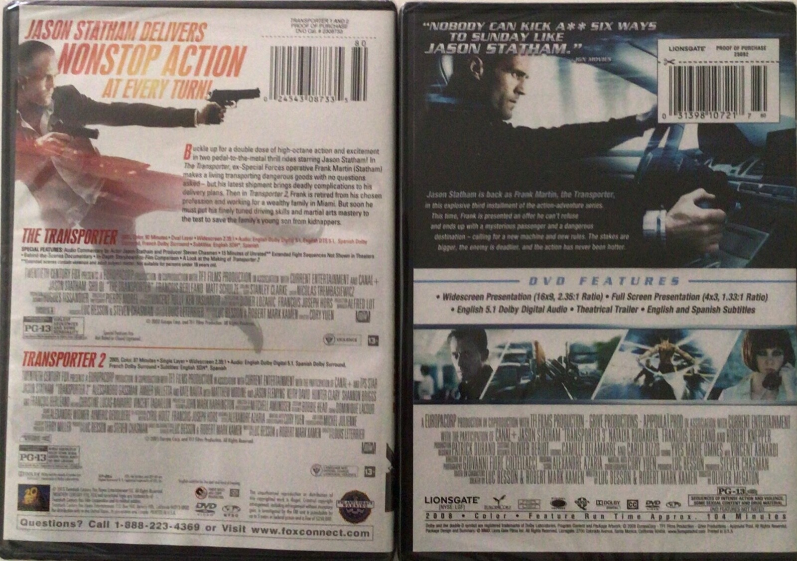 TRANSPORTER 1 - 3 Trilogy Jason Statham Collection - DVD New 1 2 3 ...