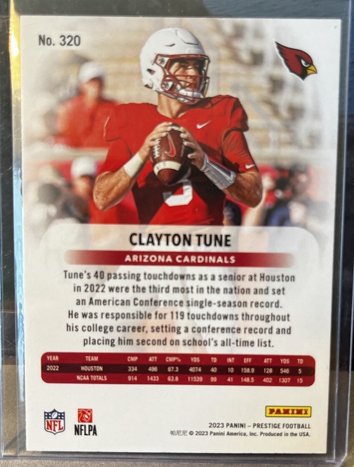 Clayton Tune RC 2023 PRESTIGE Xtra Points DIAMOND AZ Cardinals Houston ...