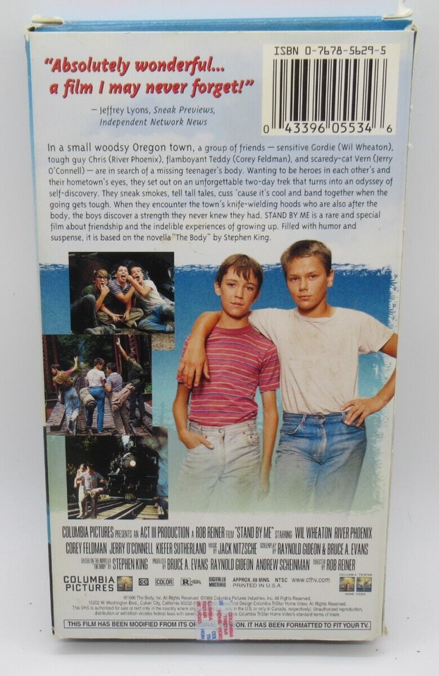 STAND BY ME VHS VIDEO MOVIE, WIL WHEATON, COREY FELDMAN, RIVER PHOENIX ...