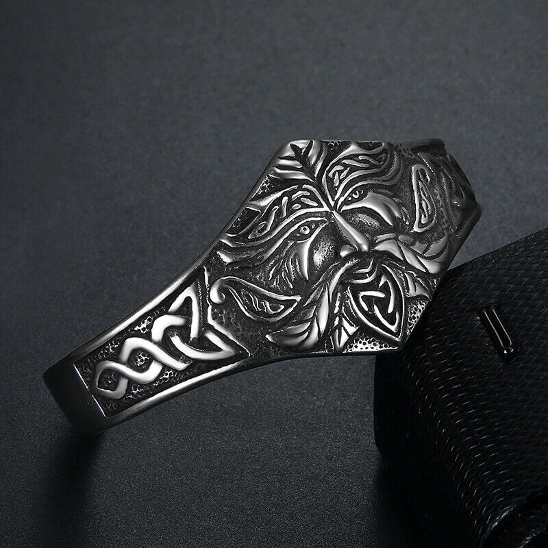 Vintage 8 Inch Mens Stainless Steel Ancient Norse Viking Cuff Bracelet ...
