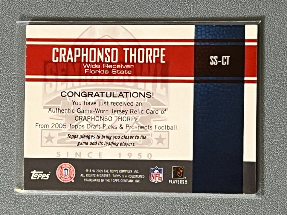 2005 Topps Draft Picks Craphonso Thorpe SP GW Patch Rookie RC #SS-CT ...