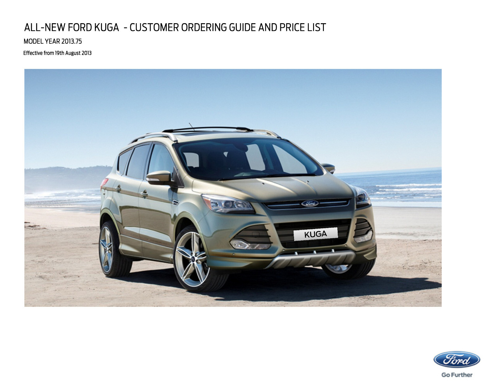 PDF DIGITAL CAR PRICE LIST BROCHURE: FORD KUGA - AUGUST 2013 | eBay UK