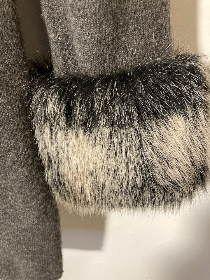 Chelsea & Theordore Women M Cashmere Wool Bld Sweater Dress-Faux Fur ...