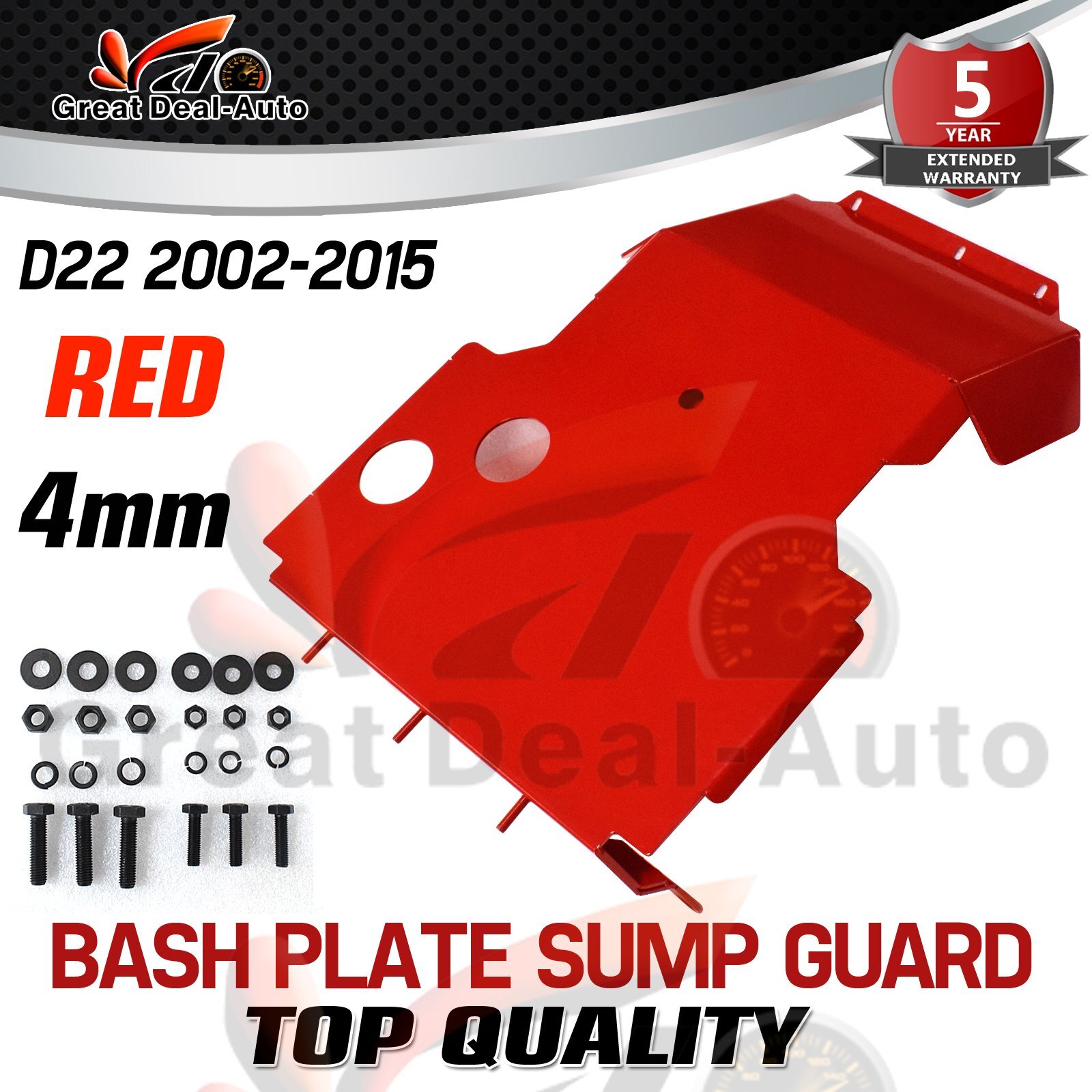 Bash Plate Sump Guard for Nissan Navara D22 2002-2015 RED 4MM Underbody ...