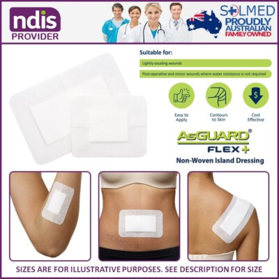 25 X ISLAND ADHESIVE DRESSING 8cm x 10cm STERILE AsGUARD DRESSING WITH ...