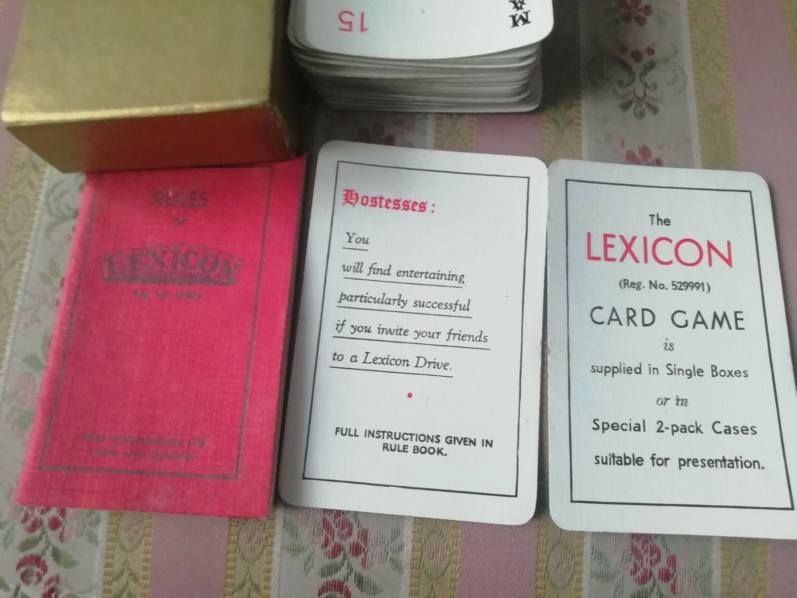 Vintage Lexicon Carnival Gold Monogram card game by Waddingtons 1930 ...