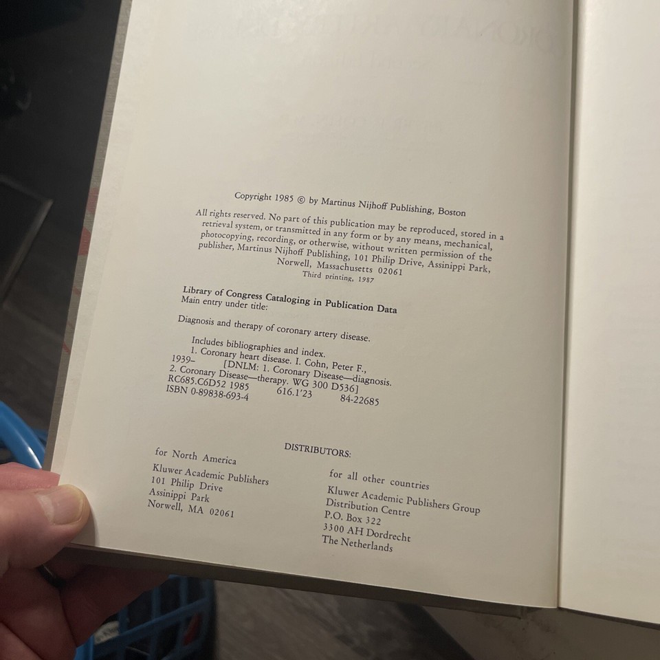 Diagnosis and Therapy of Coronary Artery Disease by Peter Cohn - 1987 ...