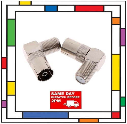 2x Right Angle 90 Degree F Connector Female to Coax TV Femal Aerial ...