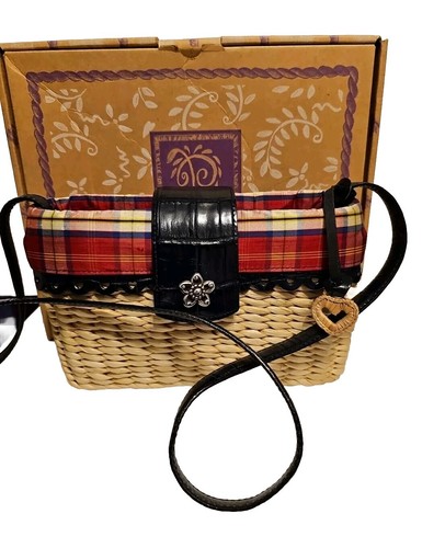 Brighton Purse Woven Straw & Leather Madras Handbag Shoulder Strap ...