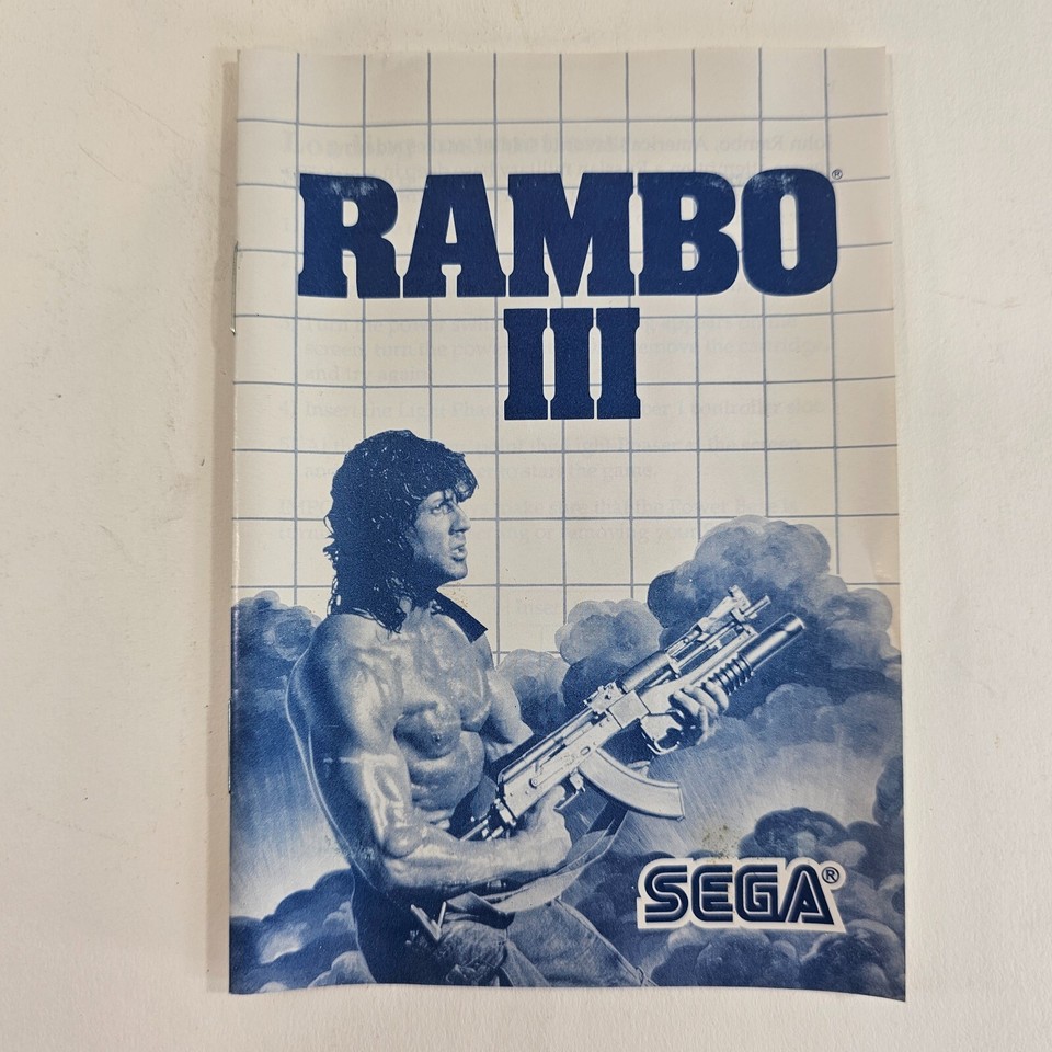 Rambo III (Sega Master System, 1988) Game Case Manual Poster - Tested ...