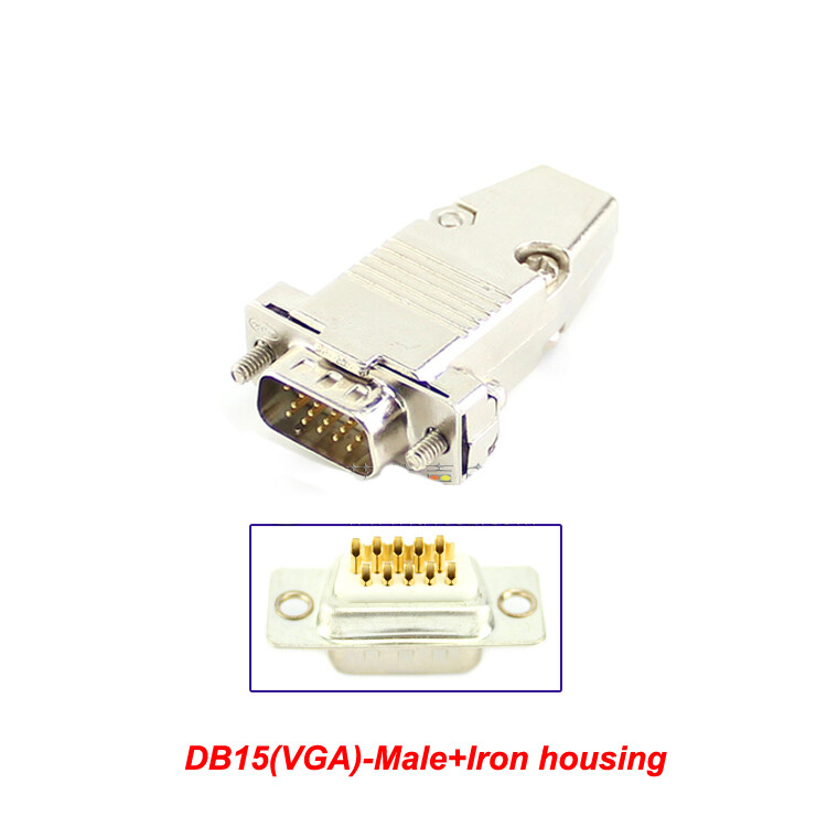 15 Pin VGA Solder Plug Connector DB15 Plug Male And Female + Plastic ...
