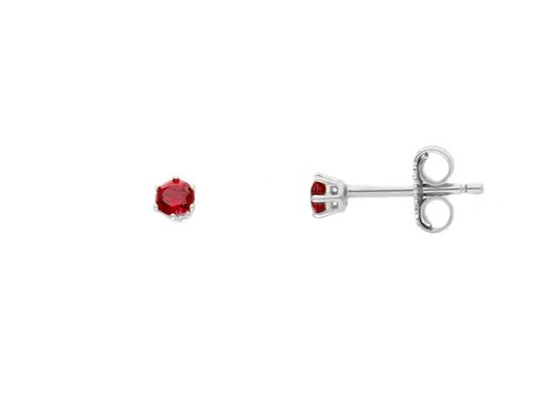 18k white gold stud six prong earrings round recrystallized red 3mm ruby | eBay