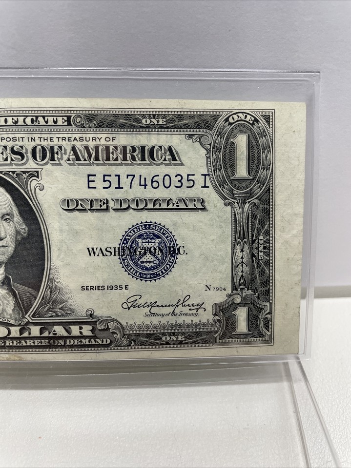 1935 E $1 SILVER CERTIFICATE ERROR NOTE ALIGNMENT SHIFT MISPRINT XF/AU ...