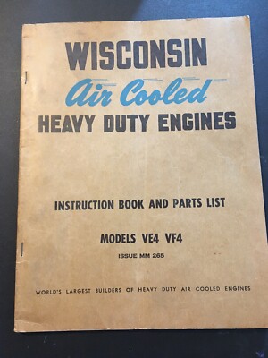 1940s Wisconsin Heavy Duty VE4 Engine Manual + Parts List | eBay