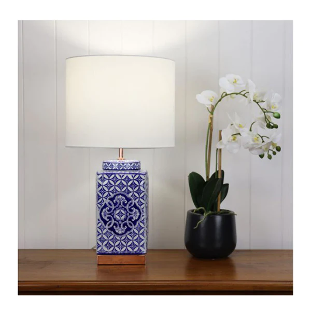 Blue Patterned Ceramic Table Lamp | eBay