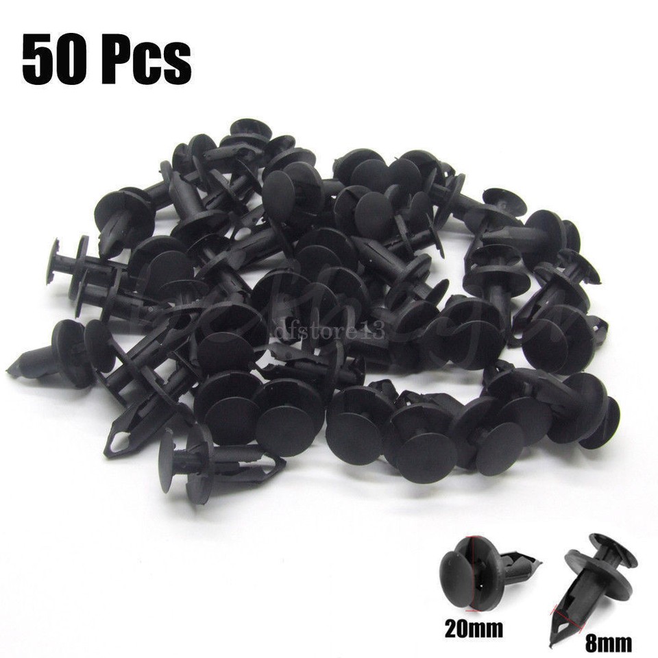 50x 8mm Hole Plastic Rivets Fastener Push Clips Car Fender Trim for ...