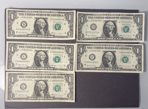 $1 VERY COOL FANCY SERIAL NUMBERS 2017 - Lot of 5 | eBay
