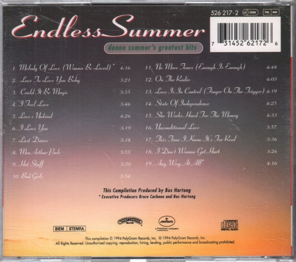 Donna Summer Endless Summer CD Alemania Polygram 1994 5262172 | eBay