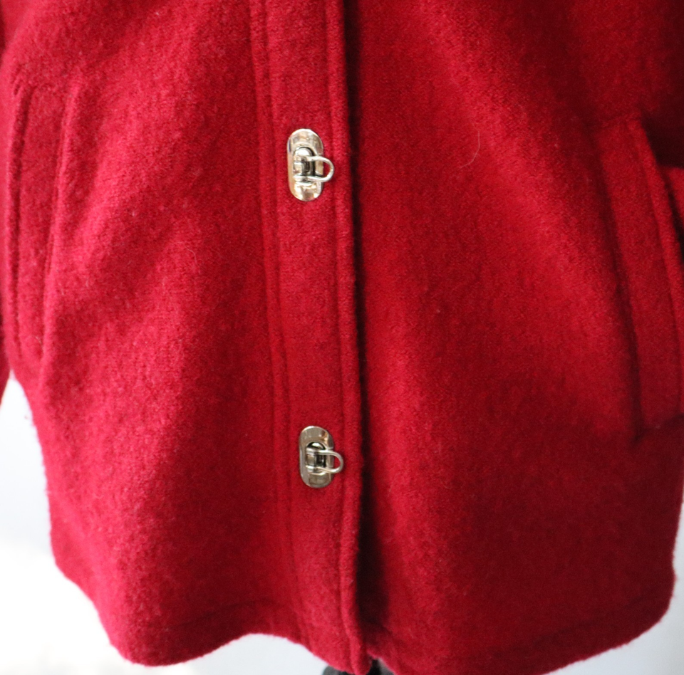Vtg Talbots Wool Sweater Jacket Solid Red, Silver Toggle Snaps, Sz XL ...