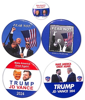Donald Trump - JD Vance 2024 Convention Set of 5 Different Buttons | eBay