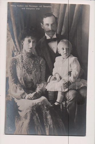 Vintage Postcard King Hakkon VII Queen Maud & Prince Olaf of Norway | eBay