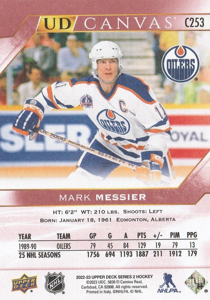 2022-23 UD MARK MESSIER RETIRED STARS UD CANVAS #C253 | eBay