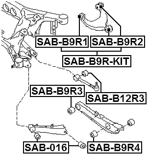 SAB-B9R-KIT Febest BUSHING KIT, REAR UPPER CONTROL ARM 20252-XA01A ...