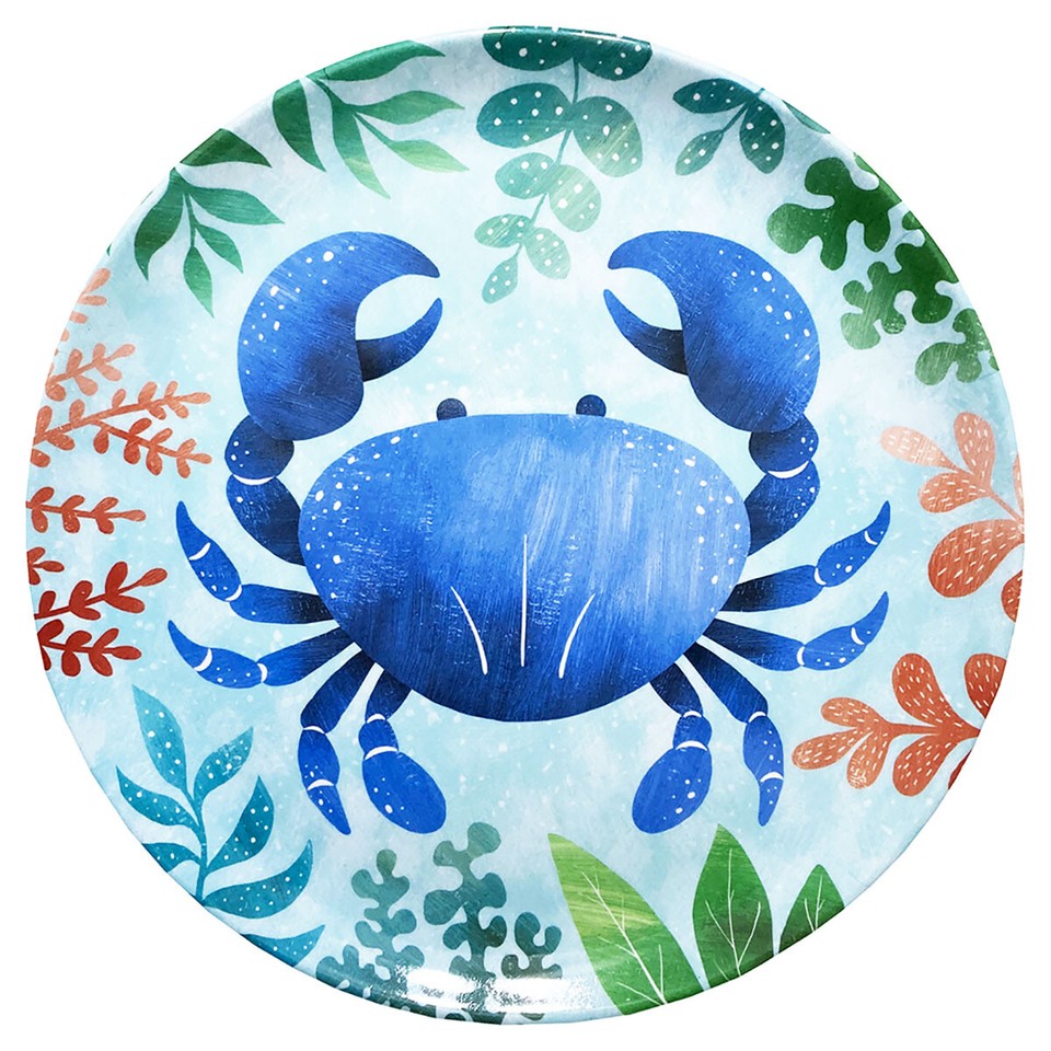 Sea Life Plates Set 4 Melamine 11" Indoor Outdoor Beach Nautical | eBay