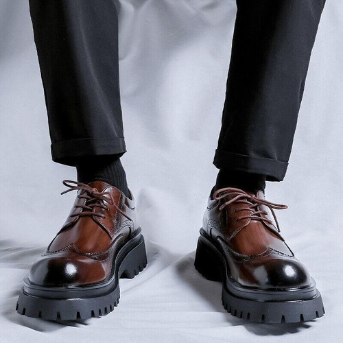 Chic Mens Faux Leather Platform Non-slip Shoes Party Creeper Casual ...