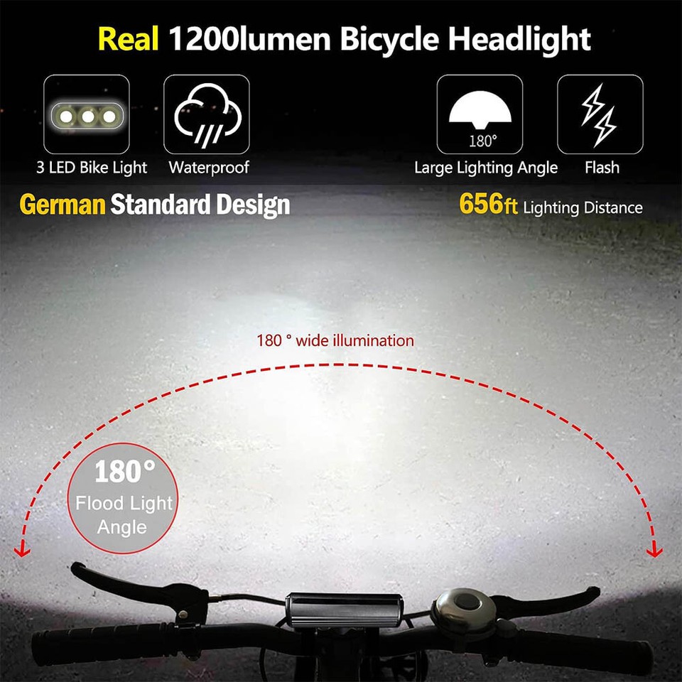 Waterproof Super Bright LED Bike Light USB Rechargeable Bicycle Front ...